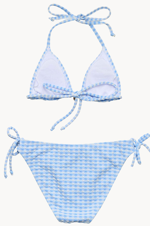 Snapper Rock - Girls Seaside Gingham Tri Set - Blue | Swimwear Galore US