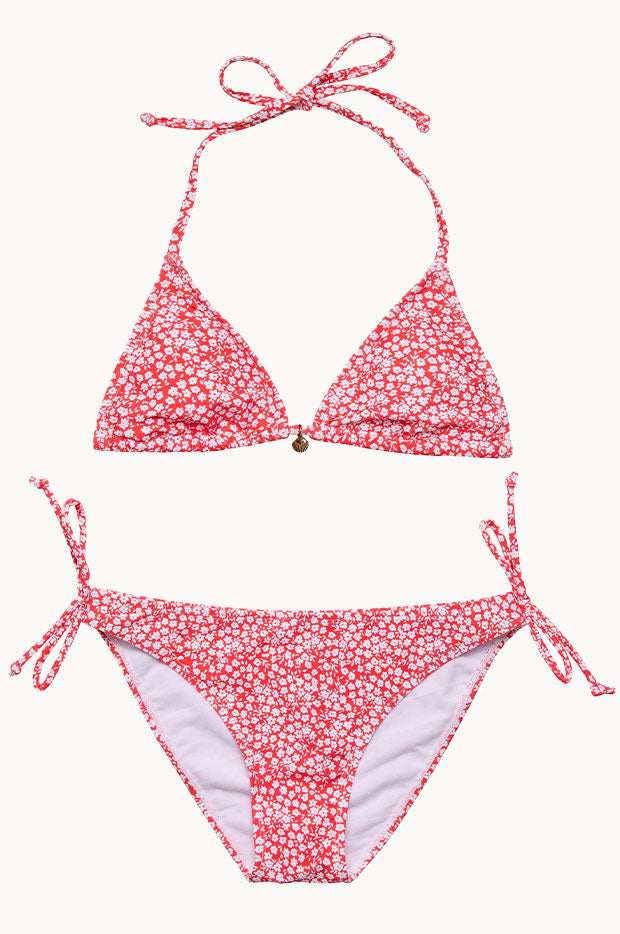 Snapper Rock - Girls Ditsy Bloom Tri Set - Red | Swimwear Galore US