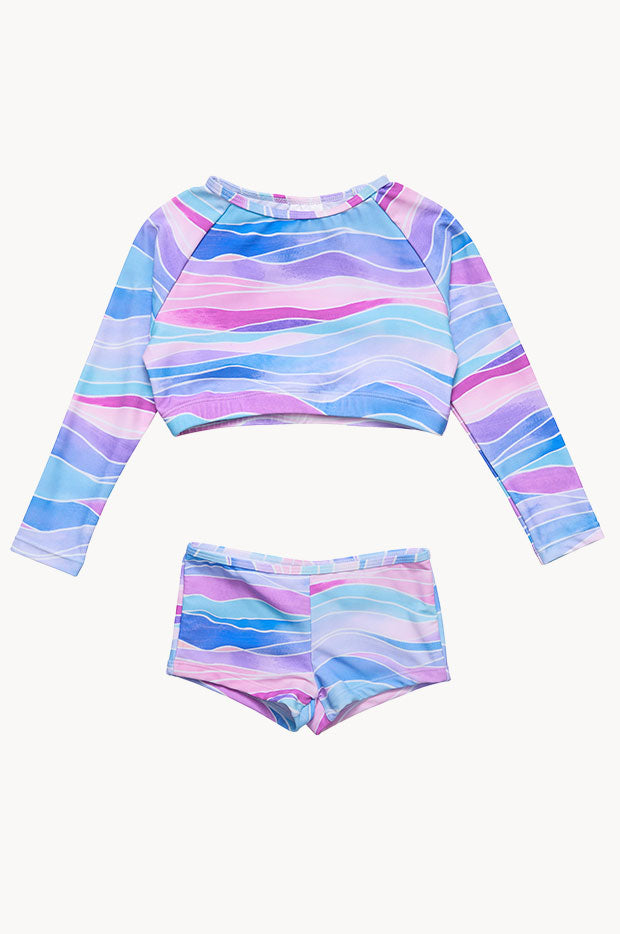 Snapper Rock Girls Water Hues Crop Suntop Set Blue/Purple | Swimwear ...