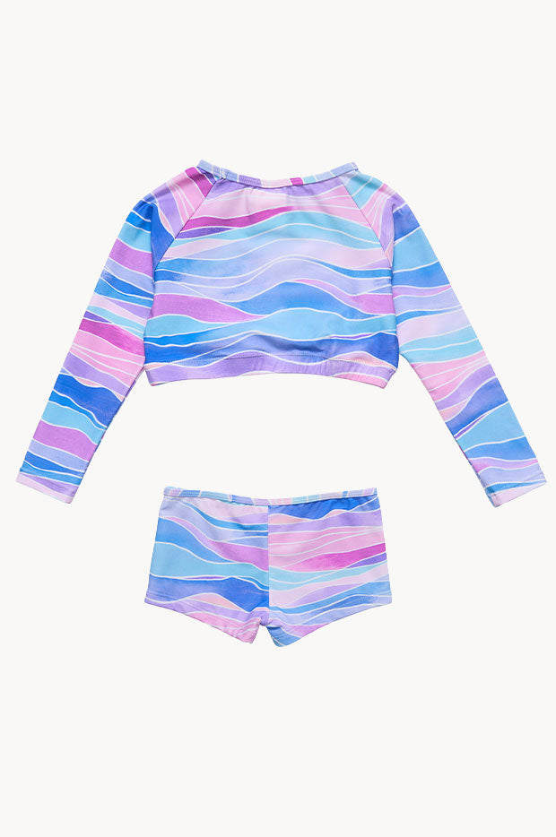 Snapper Rock Girls Water Hues Crop Suntop Set Blue/Purple | Swimwear ...