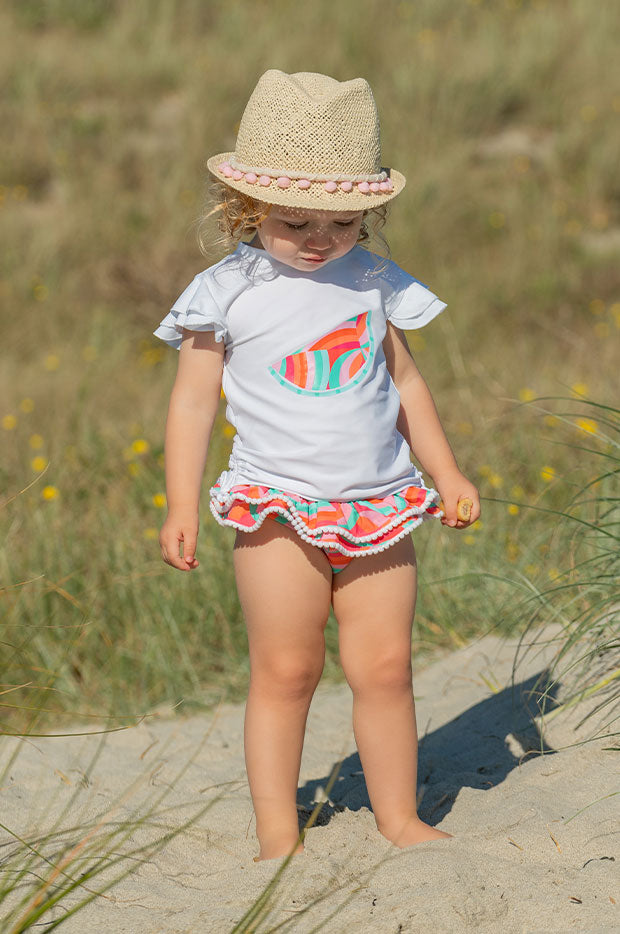 Snapper Rock - Girls Geo Melon Suntop Set - White/Multi | Swimwear ...