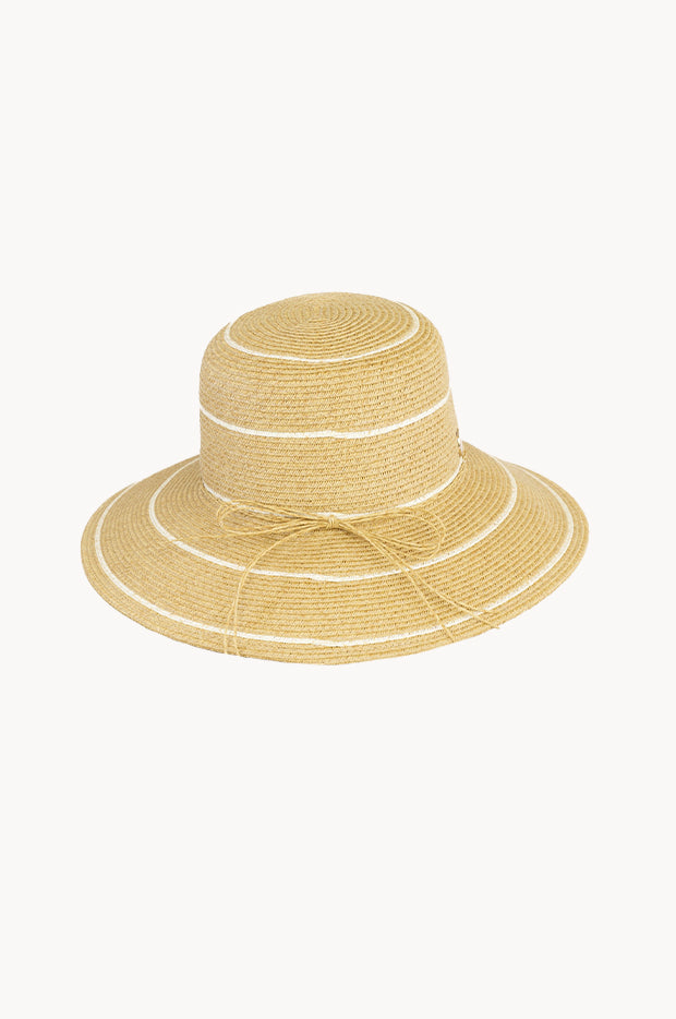 Sundaise - Stripe Down Brim Hat - White/Natural | Swimwear Galore AU