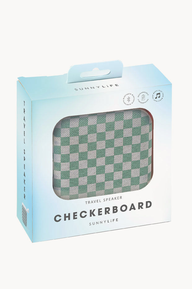 Sunny Life - Checkerboard Travel Speaker - White/Green | Swimwear Galore AU