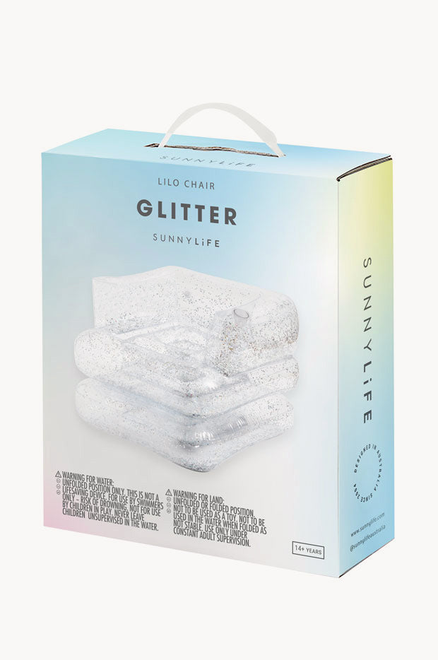 Sunny Life Glitter Inflatable Lilo Chair Clear | Swimwear Galore AU