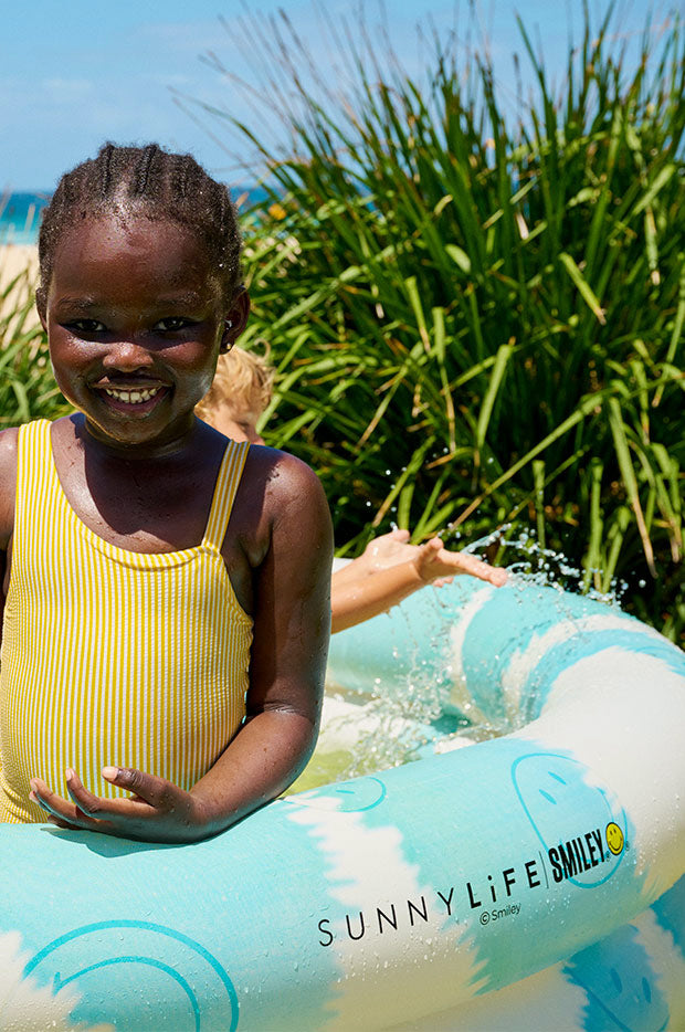 Sunny Life - Smiley Inflatable Pool - Yellow/Blue | Swimwear Galore AU