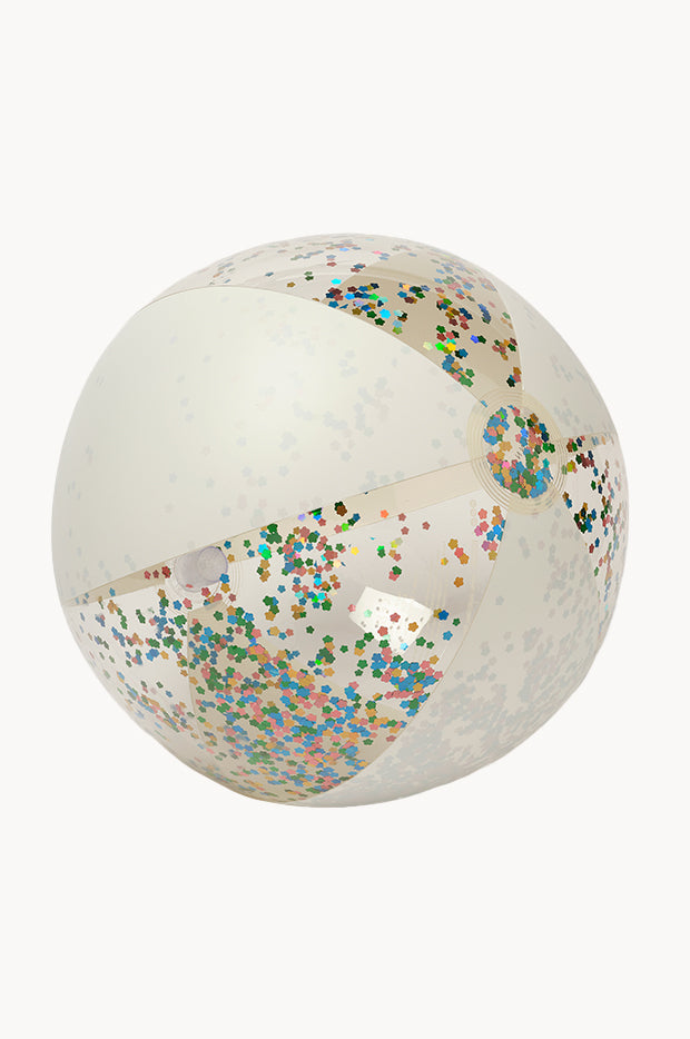 Sunny Life - Glitter Cotton Candy Inflatable Beach Ball - White/Clear