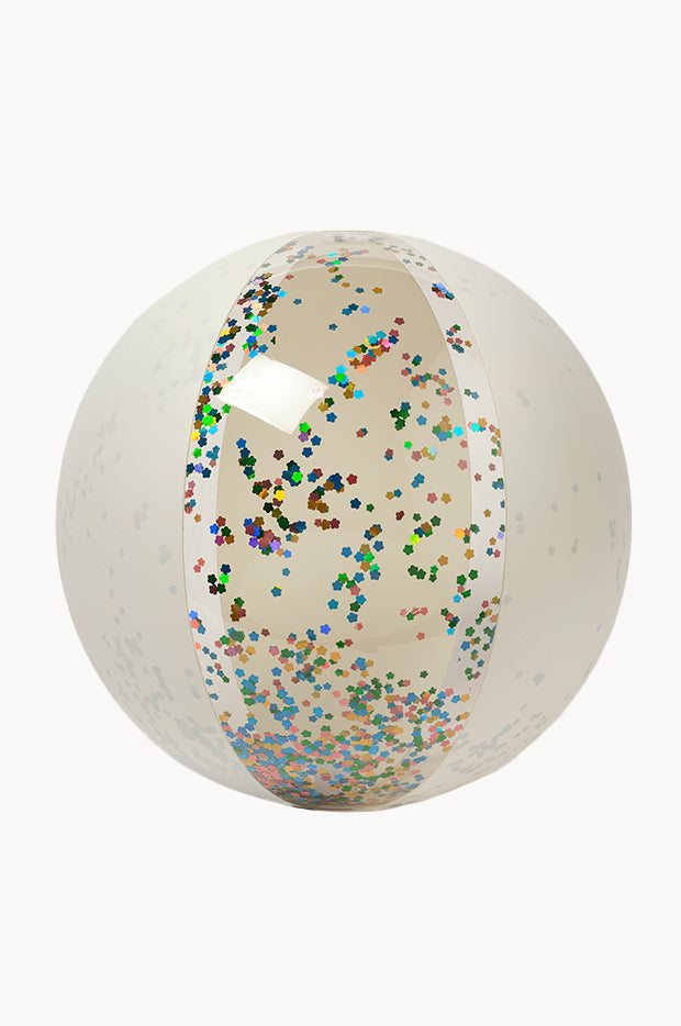 Sunny Life - Glitter Cotton Candy Inflatable Beach Ball - White/Clear