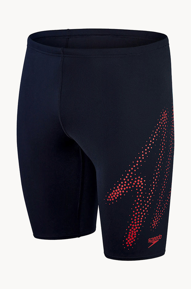 Speedo Mens Hyperboom Logo Placement Jammer Navy/Red | Swimwear Galore US