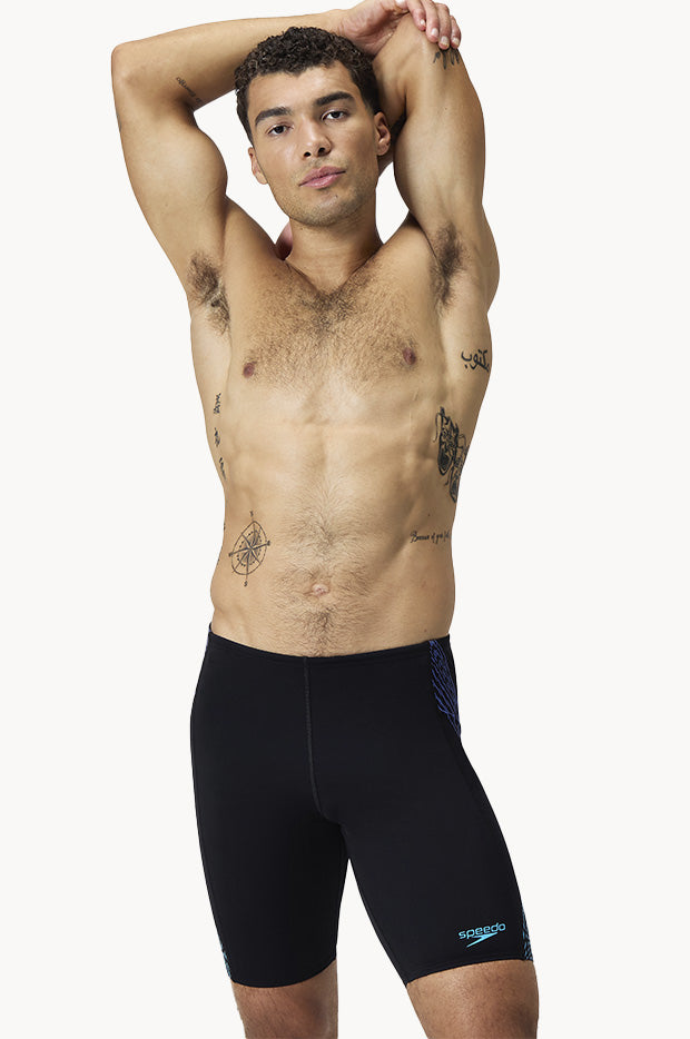Speedo Mens Tech Panel Jammer Black/Cobalt | Swimwear Galore AU