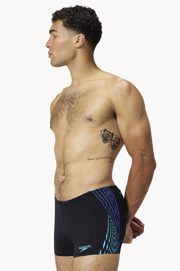 Speedo - Mens Tech Panel Aquashort - Black/Cobalt | Swimwear Galore AU