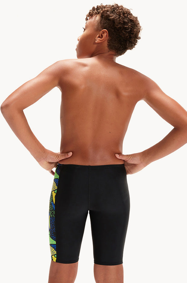 Speedo - Boys All Over Panel Jammer - Black/Blue | Swimwear Galore US
