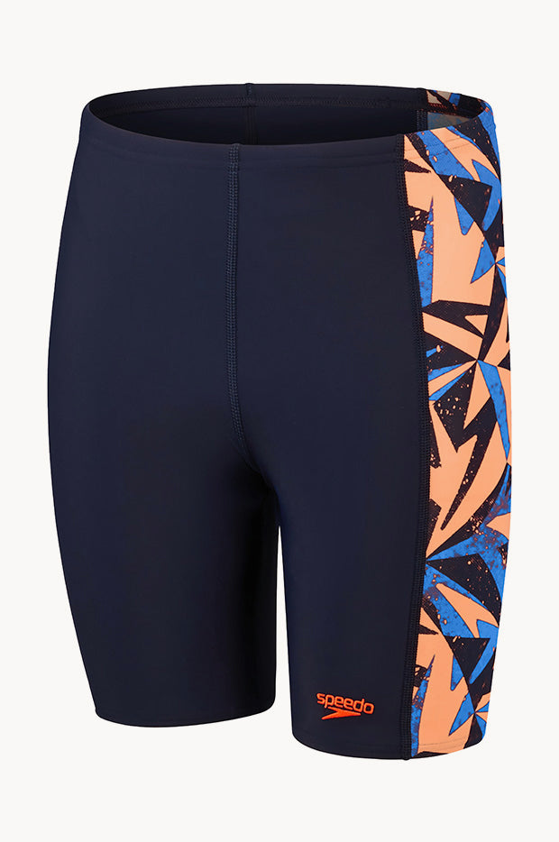 Speedo - Boys Hyperboom Panel Jammer - Navy/Orange | Swimwear Galore US