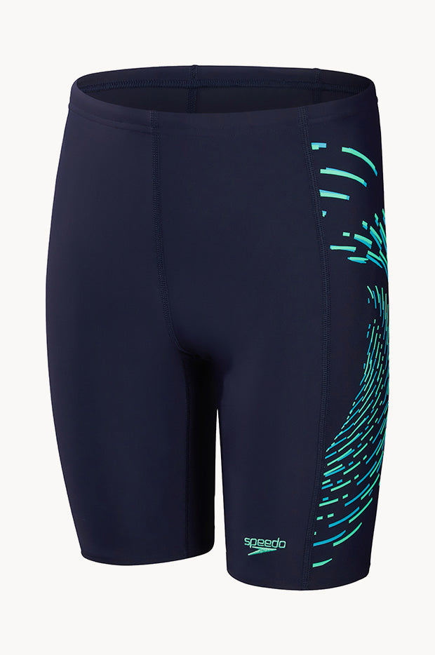 Speedo - Boys Plastisol Placement Jammer - Navy/Green | Swimwear Galore AU