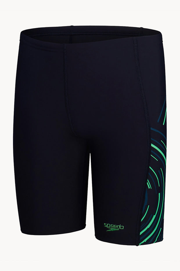Speedo - Boys Plastisol Placement Jammer - Navy/Green | Swimwear Galore AU