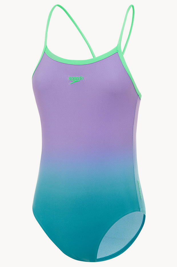 Speedo Girls Digital Ombre Thinstrap One Piece Purple/Turquoise ...