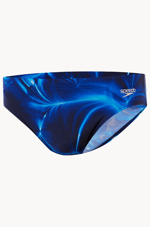 Speedo - Mens Print Brief - Black/Blue | Swimwear Galore US