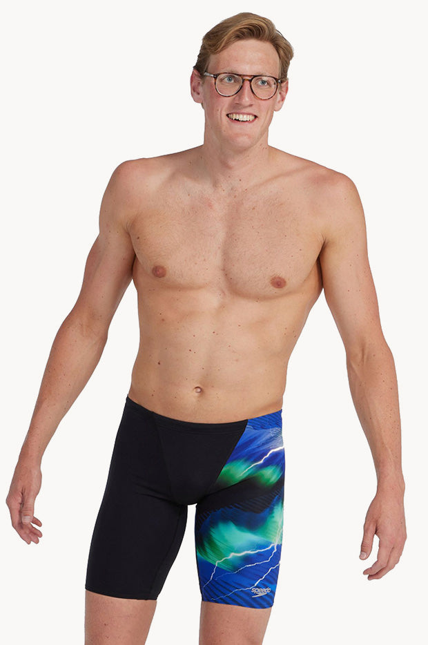 Speedo - Mens Lightning V Cut Jammer - Black/Blue | Swimwear Galore AU