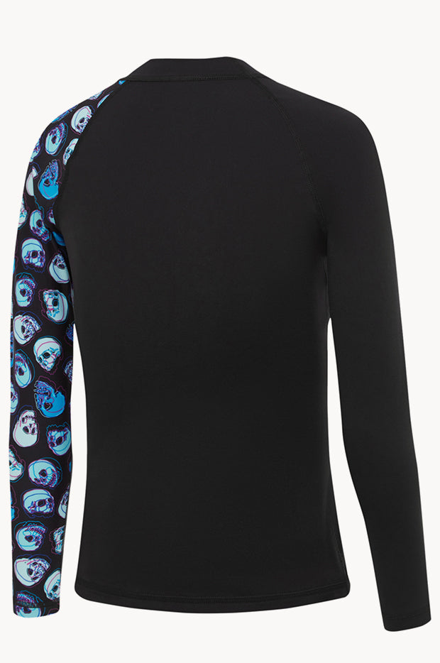 Speedo - Boys Skull Digital Long Sleeve Suntop - Black/Blue | Swimwear ...