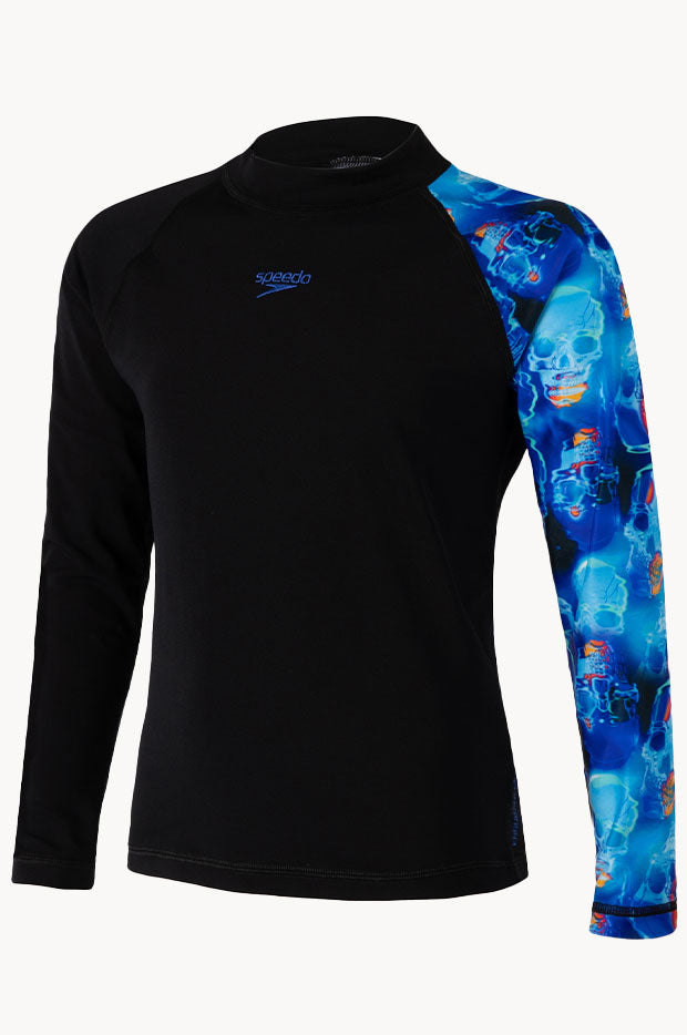 Speedo - Boys Skull Suntop - Black/Cobalt | Swimwear Galore AU