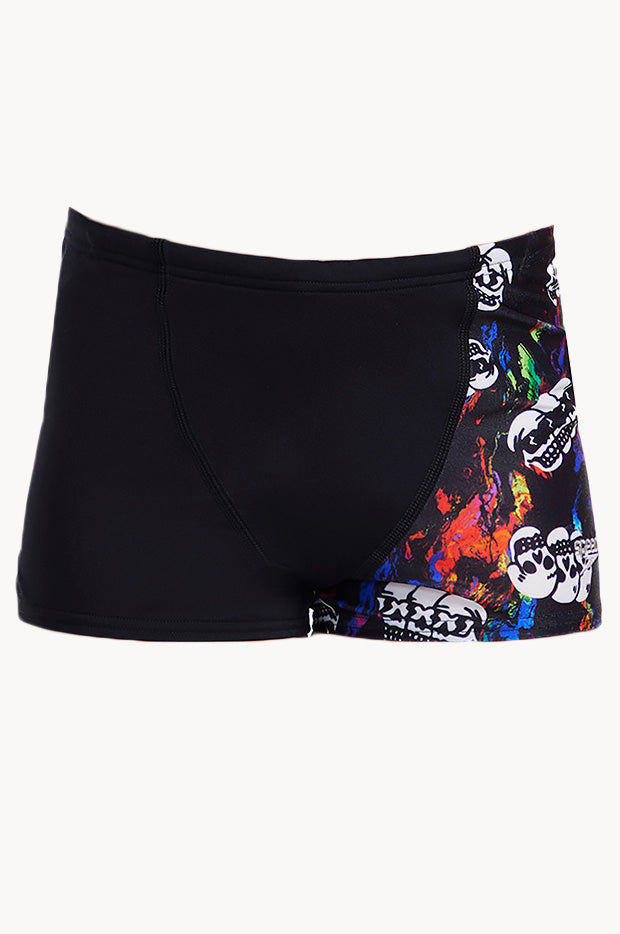 Speedo - Boys Skull V Cut Aquashort - Black/Multi | Swimwear Galore AU