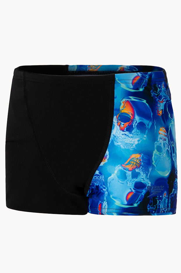 Speedo - Boys Skull V Cut Aquashort - Black/Cobalt | Swimwear Galore AU