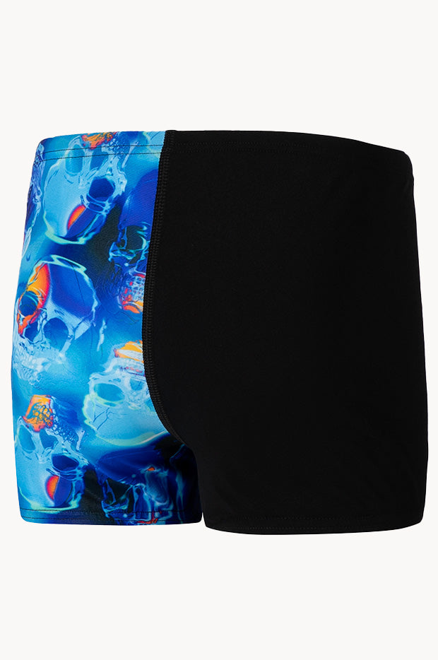 Speedo - Boys Skull V Cut Aquashort - Black/Cobalt | Swimwear Galore US