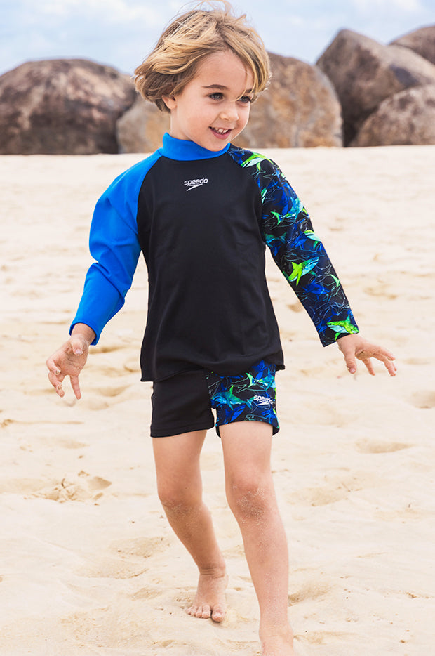 Speedo Toddler Boys Shark Aquashort Black/Blue | Swimwear Galore AU
