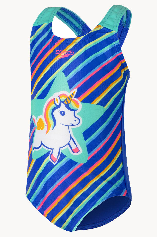 Speedo - Girls Rainbow Unicorn One Piece - Arctic | Swimwear Galore AU