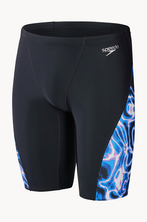 Speedo - Mens Allover V Cut Jammer - Black/Blue | Swimwear Galore US