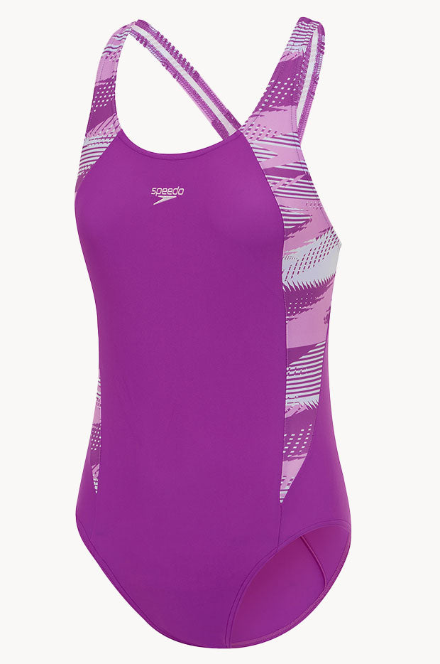 Speedo Girls Hyperboom Splice Muscleback One Piece Purple | Swimwear ...