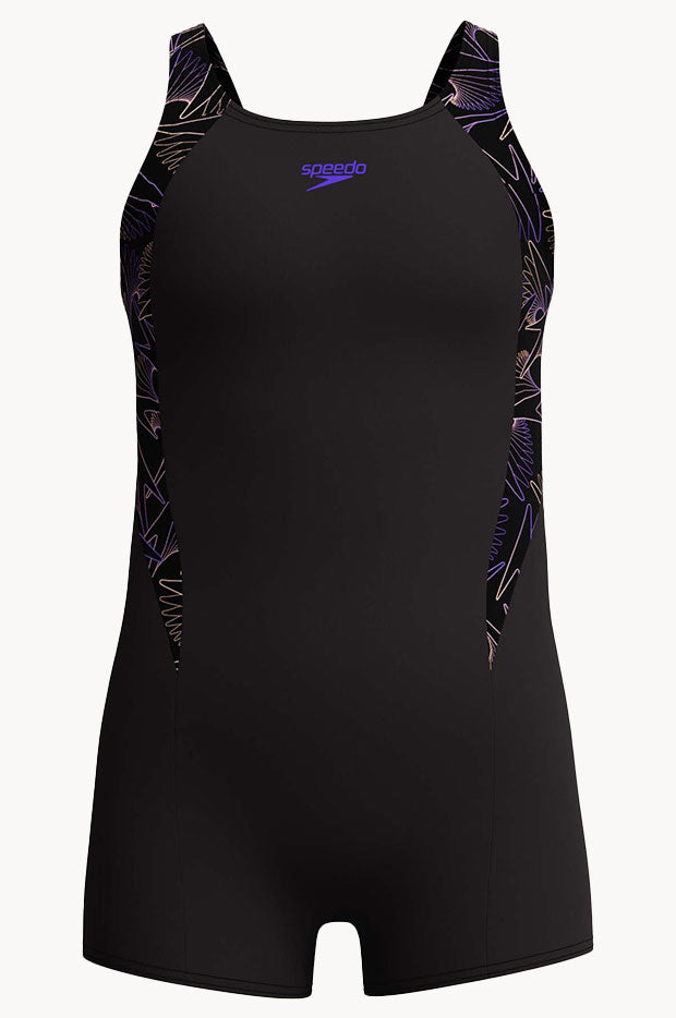 Speedo - Girls Hyperboom Splice Legsuit - Black/Orange | Swimwear Galore US