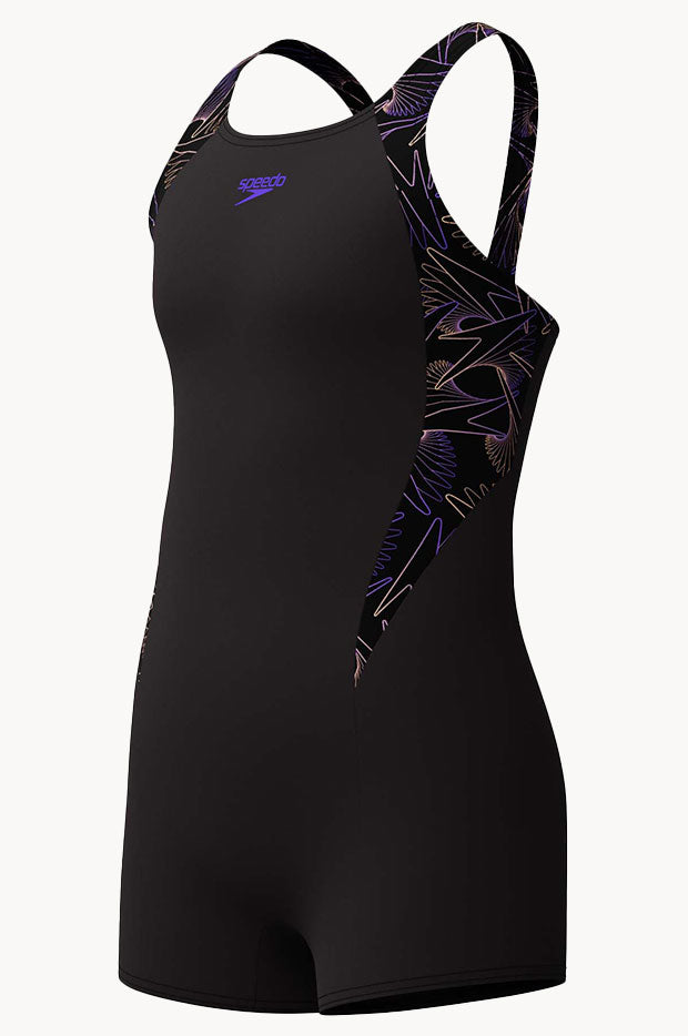 Speedo - Girls Hyperboom Splice Legsuit - Black/Orange | Swimwear Galore US