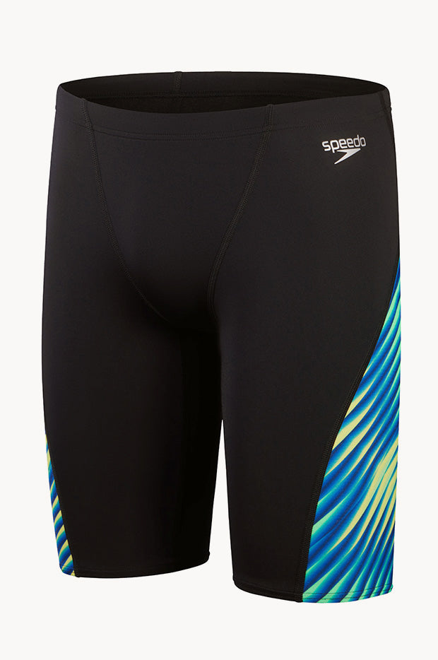Speedo Mens Allover Digital V-cut Jammer Black/Blue | Swimwear Galore US