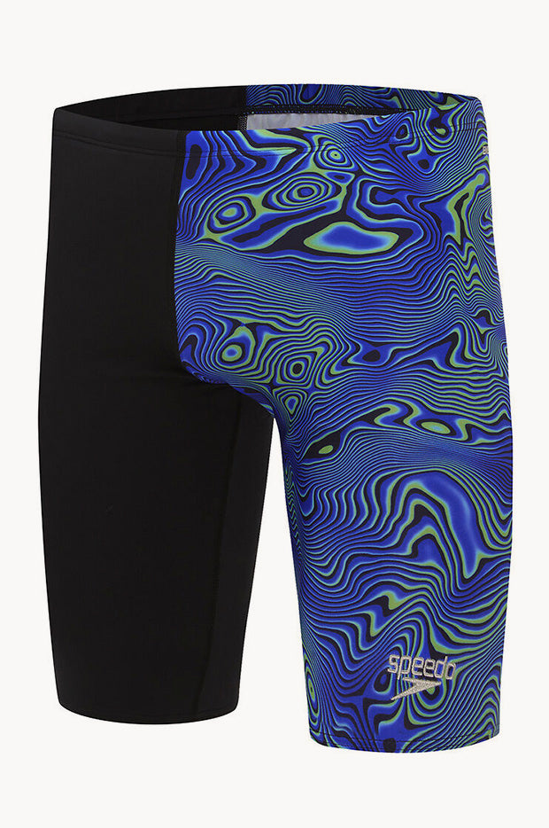 Speedo Mens Allover Digital Jammer Black/Blue | Swimwear Galore US