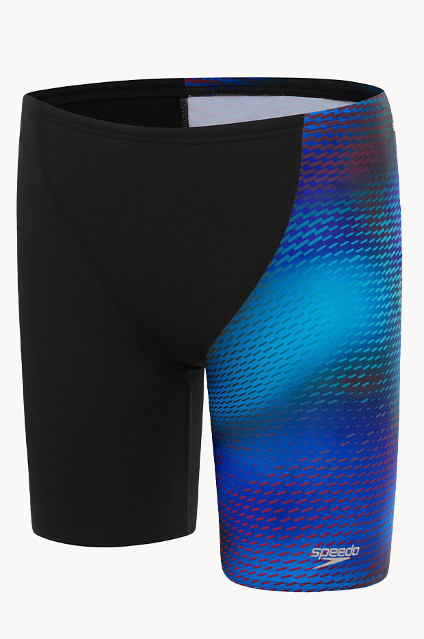Speedo - Boys Digi Allover V Cut Jammer - Black/Blue | Swimwear Galore AU