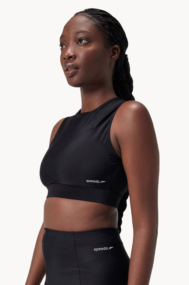 Speedo - Solid Mesh Crop - Black | Swimwear Galore AU