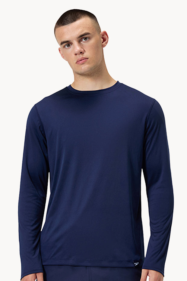 Speedo - Mens Graphic Long Sleeve Suntop - Navy | Swimwear Galore US