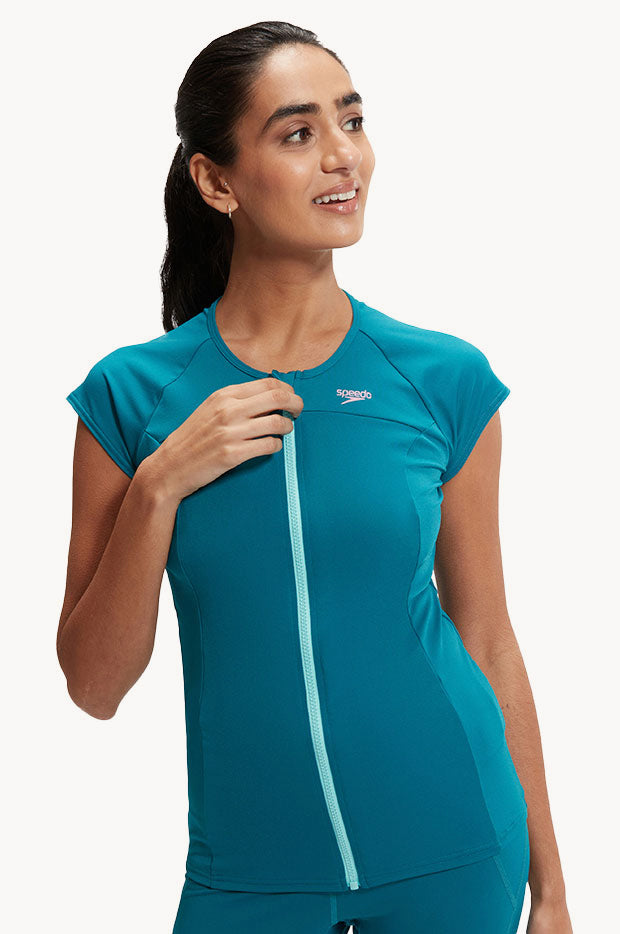 Speedo - Cap Sleeve Suntop - Peacock | Swimwear Galore AU