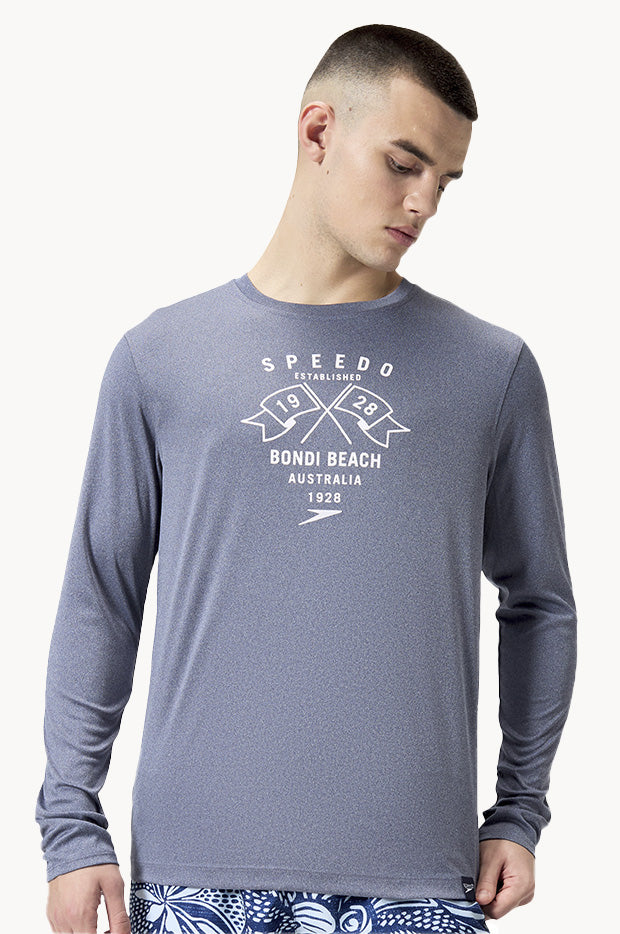 Speedo - Mens Graphic Suntop - Navy | Swimwear Galore AU