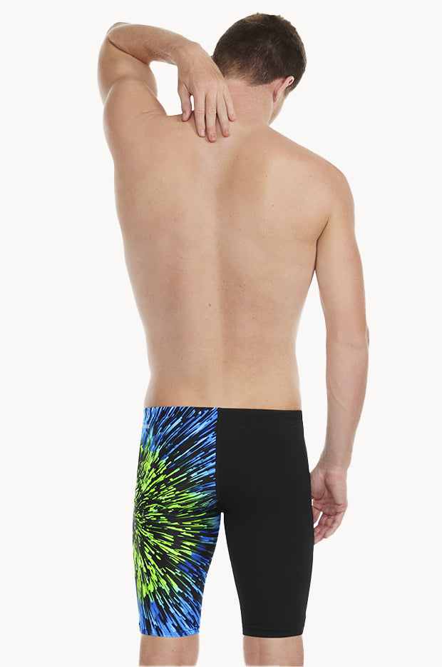 Speedo - Mens Placement V Cut Jammer - Black/Green | Swimwear Galore AU