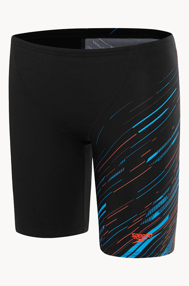 Speedo - Boys Allover Hyperboom V Cut Jammer - Black/Blue | Swimwear ...