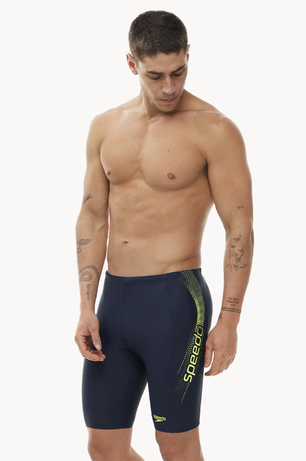 Speedo Mens Sport Logo Jammer Navy/Yellow | Swimwear Galore US