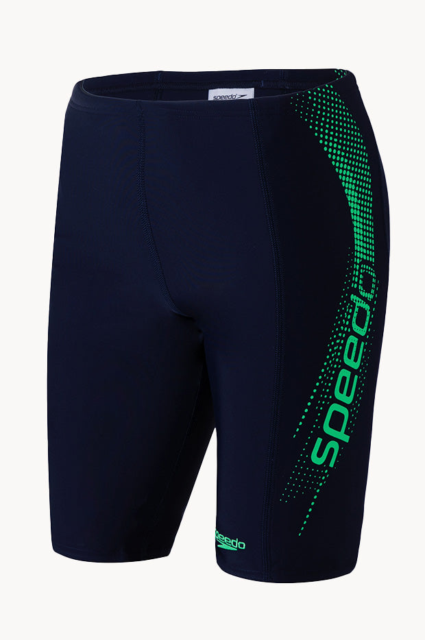 Speedo - Boys Sports Logo Jammer - Navy/Green | Swimwear Galore AU