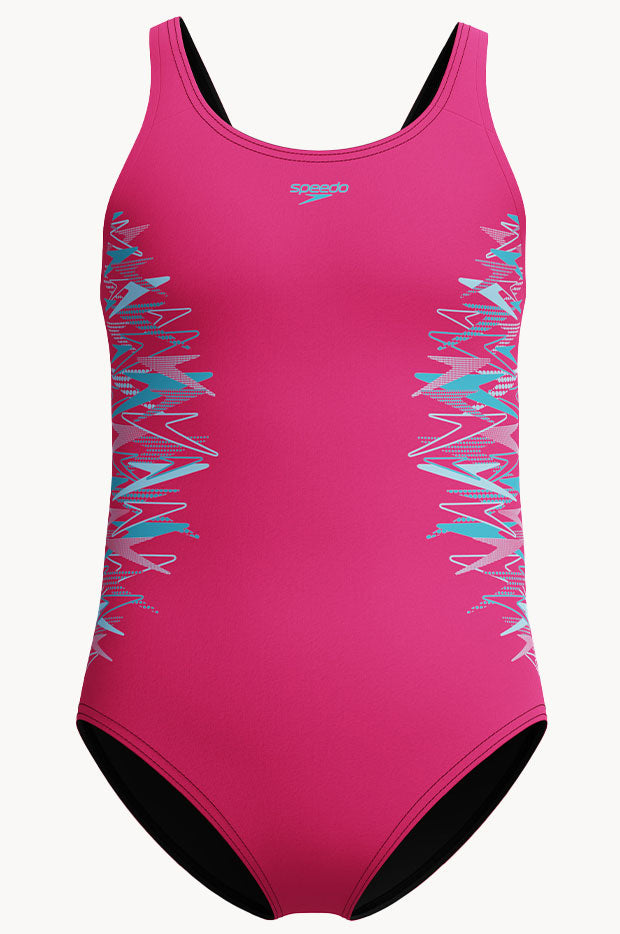 Speedo - Girls Duo Logo Placement Muscleback One Piece - Pink