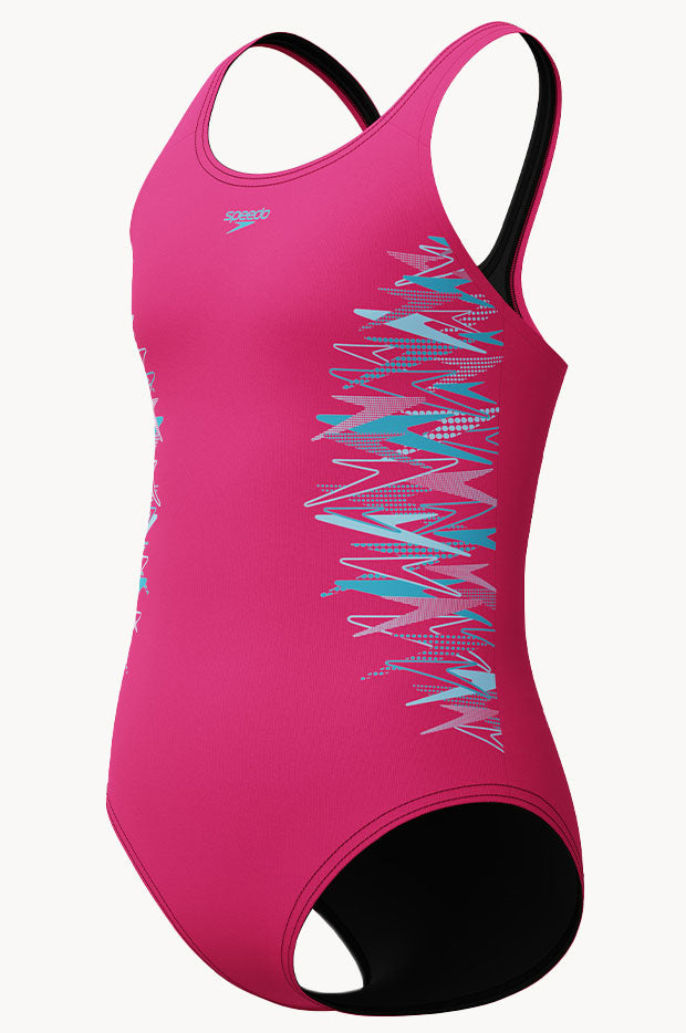 Speedo - Girls Duo Logo Placement Muscleback One Piece - Pink