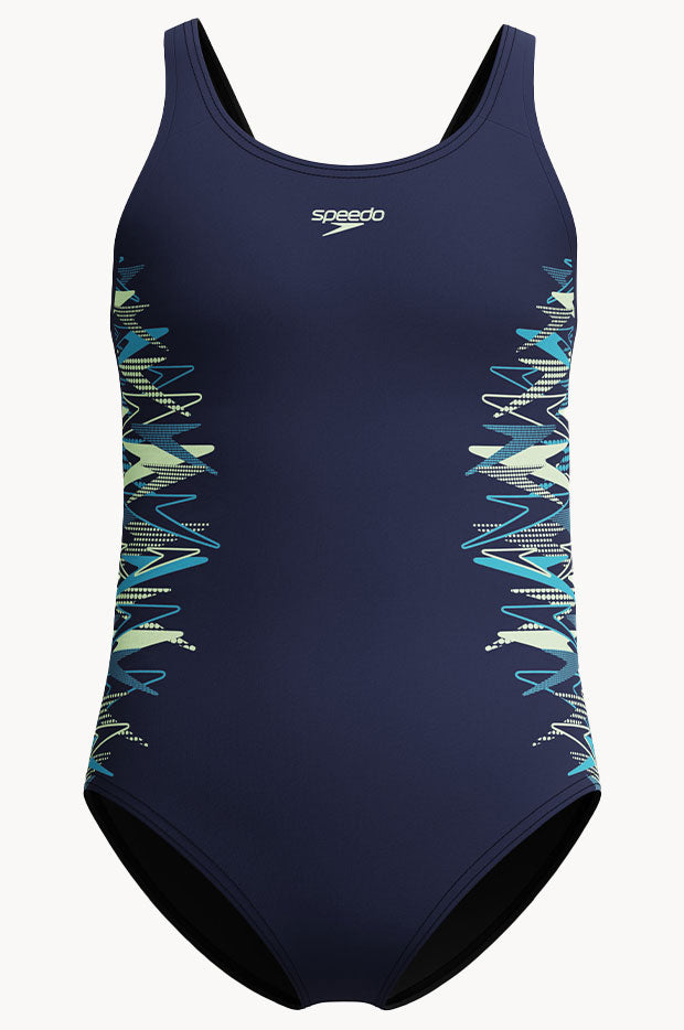 Speedo - Girls Duo Logo Placement Muscleback One Piece - Peacoat