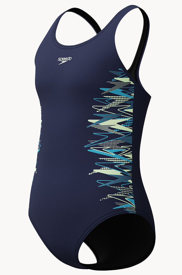 Speedo - Girls Duo Logo Placement Muscleback One Piece - Peacoat