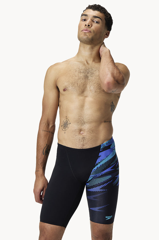 Speedo - Mens Hyperboom V Cut Jammer - Black/Cobalt | Swimwear Galore AU