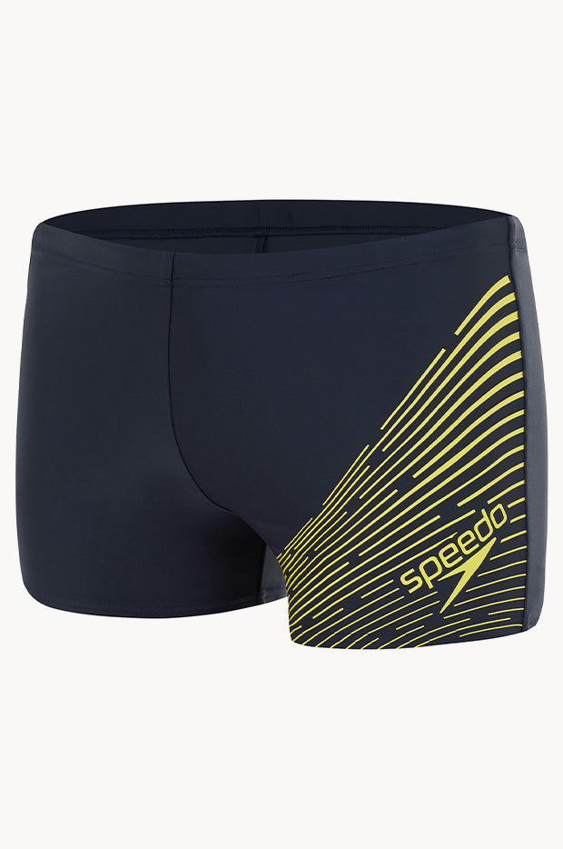Speedo - Mens Medley Logo Aquashort - Navy/Yellow | Swimwear Galore AU