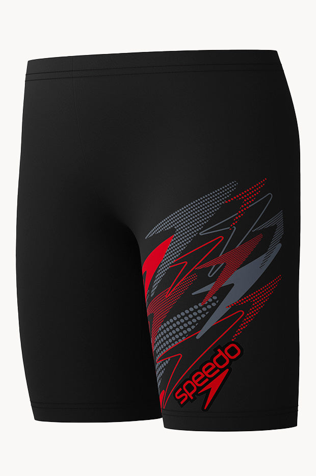Speedo - Boys Medley Logo Jammer - Black/Red | Swimwear Galore US